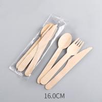 China 140mm Disposable Wooden Dinner Party Cutlery Set Biodegradable Forks Knives And Spoons for sale