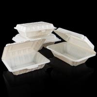China Restaurant 9in Corn Starch Disposable Cutlery 3 Compartment Clamshell Food Packaging for sale