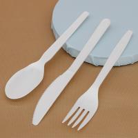 China 6In Eco Cornstarch Tableware 150mm Biodegradable Spoons And Forks Knife Catering Flatware for sale