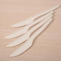 China 6In Eco Cornstarch Tableware 150mm Biodegradable Spoons And Forks Knife Catering Flatware for sale