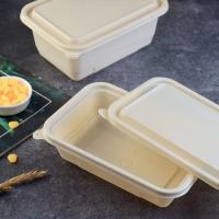 China 500 600ML Disposable Compostable Cornstarch Meal Lunch Box Fast Food Packaging Box for sale