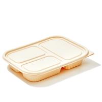 China 10 Inch 3 Compartments Cornstarch Tableware Bento Biodegradable Cornstarch Food Containers for sale