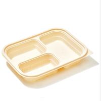 China 10 Inch 3 Compartments Cornstarch Tableware Bento Biodegradable Cornstarch Food Containers for sale