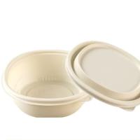 China 800ml 1050ml Biodegradable Take Out Containers Cornstarch Fruit Bowl With Lid for sale