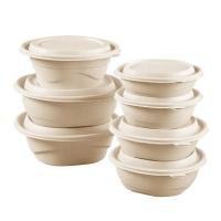 China 800ml 1050ml Biodegradable Take Out Containers Cornstarch Fruit Bowl With Lid for sale