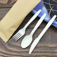 China 6inch Biodegradable Cornstarch Tableware Individually Wrapped Disposable Cutlery Set for sale