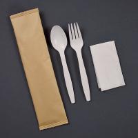 China 6inch Biodegradable Cornstarch Tableware Individually Wrapped Disposable Cutlery Set for sale