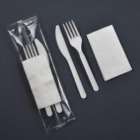 China 6inch Biodegradable Cornstarch Tableware Individually Wrapped Disposable Cutlery Set for sale