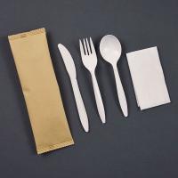 China 6inch Biodegradable Cornstarch Tableware Individually Wrapped Disposable Cutlery Set for sale