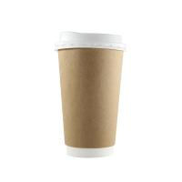 China 10oz 12oz PE Coated Double Wall Paper Cup Disposable Coffee Cups With Lids for sale