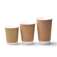 China 10oz 12oz PE Coated Double Wall Paper Cup Disposable Coffee Cups With Lids for sale