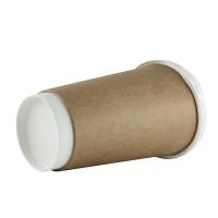 China 10oz 12oz PE Coated Double Wall Paper Cup Disposable Coffee Cups With Lids for sale