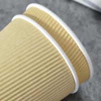 China 90MM PS PLA Recyclable 12oz Kraft Ripple Paper Cups Tripple Wall For Coffee for sale