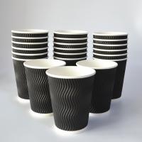 China 400ml PLA  Sturdy Durable Corrugated Paper 12oz Ripple Cups With Lids for sale