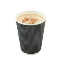 China 400ml PLA  Sturdy Durable Corrugated Paper 12oz Ripple Cups With Lids for sale
