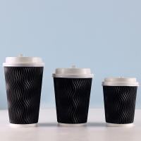 China 400ml PLA  Sturdy Durable Corrugated Paper 12oz Ripple Cups With Lids for sale