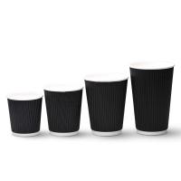 China 400ml PLA  Sturdy Durable Corrugated Paper 12oz Ripple Cups With Lids for sale