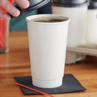 China 16oz 500cc Disposable Single Use White Paper Coffee Cup Double Layer Paper Cup for sale