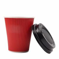 China 280gsm Bubble Boba Disposable Ripple Wall Paper Cold Drink Cups With Lids for sale