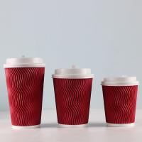 China 280gsm Bubble Boba Disposable Ripple Wall Paper Cold Drink Cups With Lids for sale