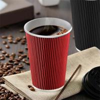 China 280gsm Bubble Boba Disposable Ripple Wall Paper Cold Drink Cups With Lids for sale