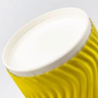 China 4oz 120ml 8oz 250ml Disposable Paper Cups Yellow Coffee Cups With Lid Ripple Wall for sale