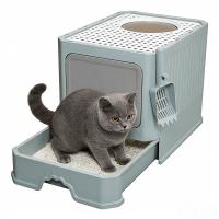 China Top Entry Cat Litter Box, Foldable Enclosed Drawer, Anti-Tracking, B2B Bulk OEM Odor Control for sale