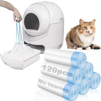China Heavy Duty Drawstring Cat Litter Liners 120 Count Tear Resistant Odor Control for Self Cleaning Litter Boxes for sale