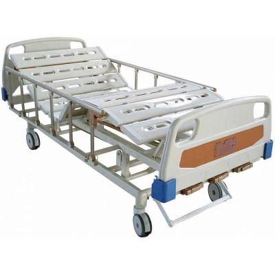 China 3 Crank Patient Manual Hospital Bed Steel Frame Four Central Controlled Silent Wheels for sale