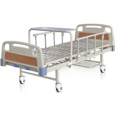 China Manual Two Crank Hospital Bed Four Silent Wheels With Cross Brakes for sale