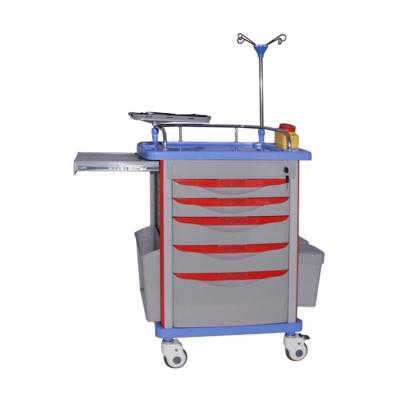China Hospital Medical Records Crash Cart  ABS Emergency Medical Cart Trolley  with Drawers Trolley Medical for sale