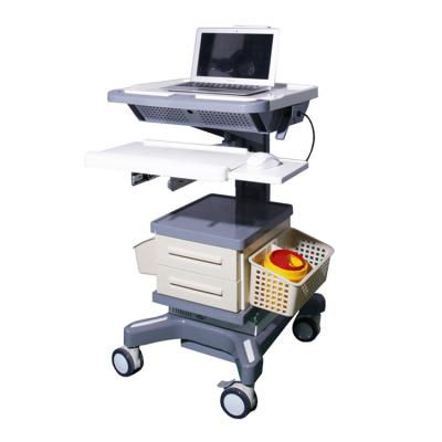 China Crash Cart Hot Sale Luxurious Wireless Laptop Nursing Trolley Medical Doctor Workstation Deak With Wheels Computer Trolley for sale