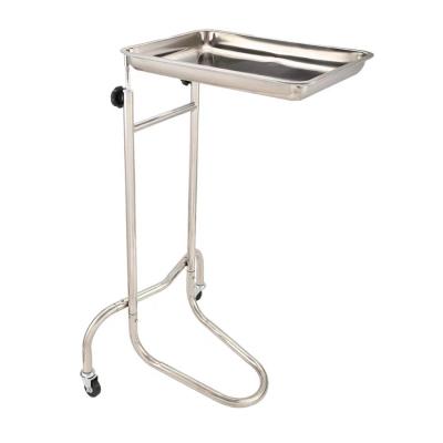 China Stainless Steel Portable  Medical Instrument Tray Stand Mayo Tray with Wheels for sale