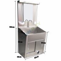 China Stainless Steel foot pedal faucet Wash Sink for one Person with mirror and LED lamp for sale
