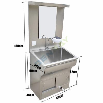 China Stainless Steel foot pedal faucet Wash Sink for one Person with mirror and LED lamp for sale