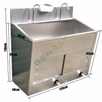 China Stainless Steel Foot pedal faucet Wash Sink for 2 people for sale