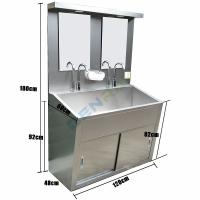 China Stainless Steel induction faucet Wash Sink for 2 people with mirror and LED lamp for sale