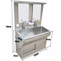 China Stainless Steel induction faucet Wash Sink for 2 people with mirror and LED lamp for sale