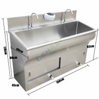 China Stainless Steel foot pedal faucet Wash Sink for 2 people for sale