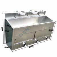 China Stainless Steel foot pedal faucet Wash Sink for 3 people for sale
