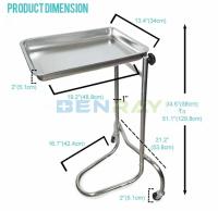China Mobile Adjustable Hospital Medical Mayo Table tray cart for sale