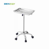 China Mobile Adjustable Stainless Steel Hospital Medical Mayo Table tray cart for sale