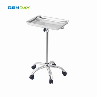 China Mobile Adjustable Stainless Steel Hospital Medical Mayo Table tray cart for sale