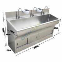 China Stainless Steel Induction Faucet Wash Sink For 3 People automatic tap hospital school home laboratory use for sale