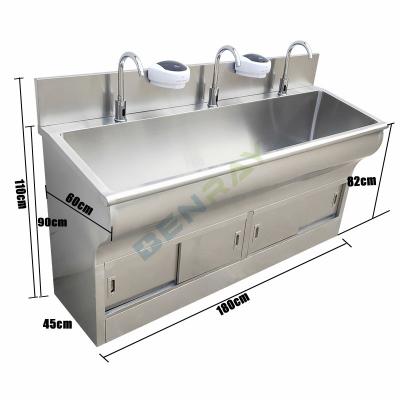 China Stainless Steel Induction Faucet Wash Sink For 3 People automatic tap hospital school home laboratory use for sale