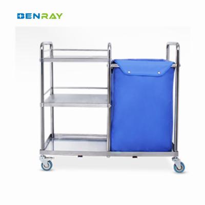 China hospital Stainless steel Dirty linen cart waste utility trolley Hospital Nursing Laundry Trolley for sale