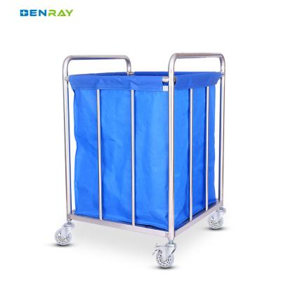 China Hospital Stainless Steel Dirty Linen Cart Waste Utility Trolley Medical Nursing Laundry Trolley for sale