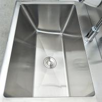 China Stainless Steel Foot Pedal Faucet Wash Sink For 2 People With Mirror And LED Lamp for sale