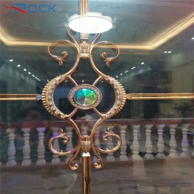 China Rose Gold Electroplated Georgian Bar Flower Decorative UPVC Door Glass Insert 3M for sale