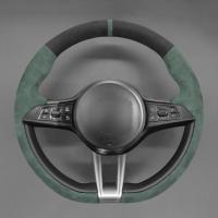 China Super Soft Custom Hand Stitch Steering Wheel Cover for ALFA ROMEO Giulia Quadrifoglio Stelvio Quadrifoglio 2017-2020 for sale